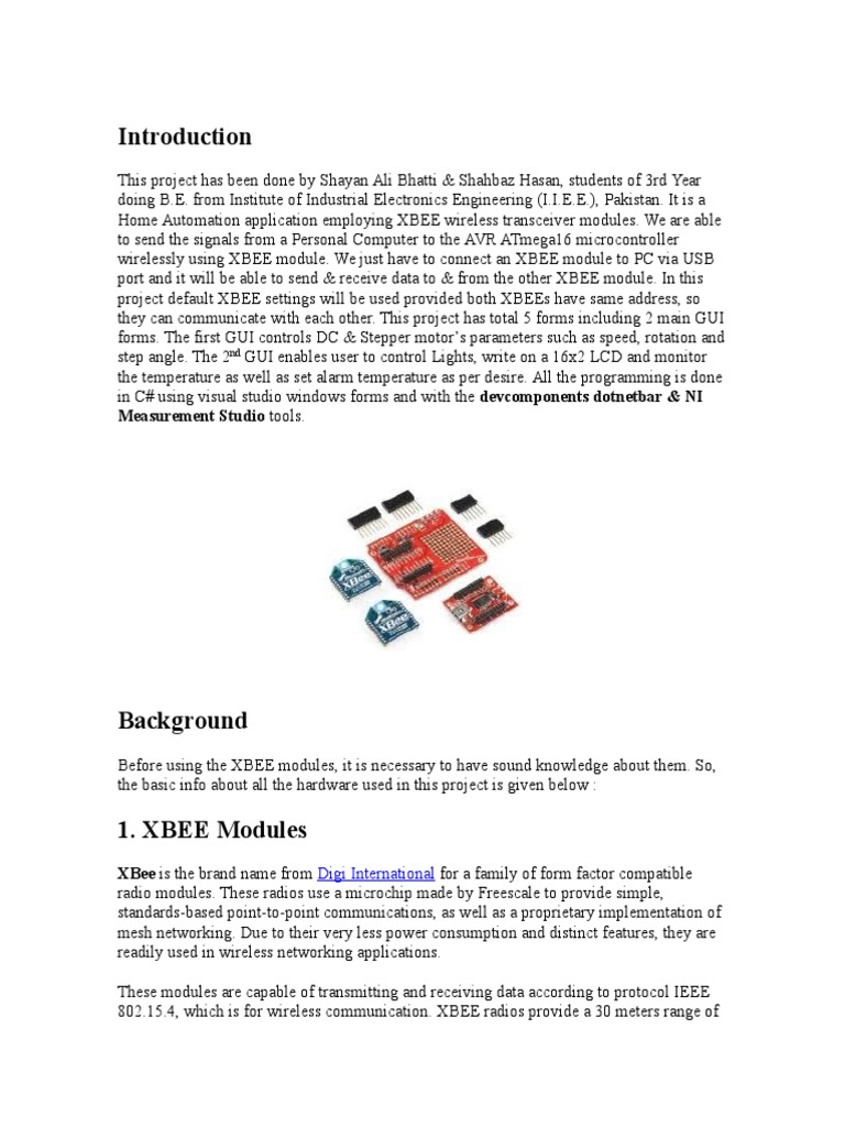 Home Automation XBEE Modules | PDF | Microcontroller | Wireless