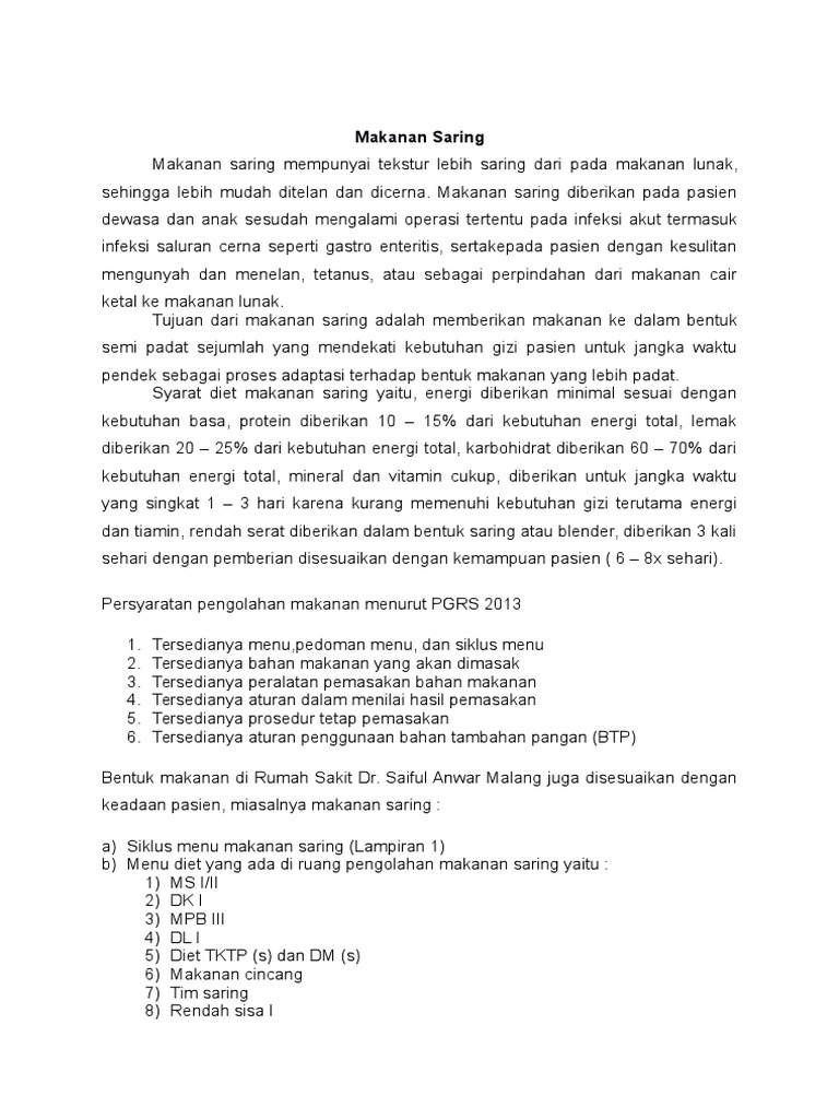 Makanan Saring | PDF