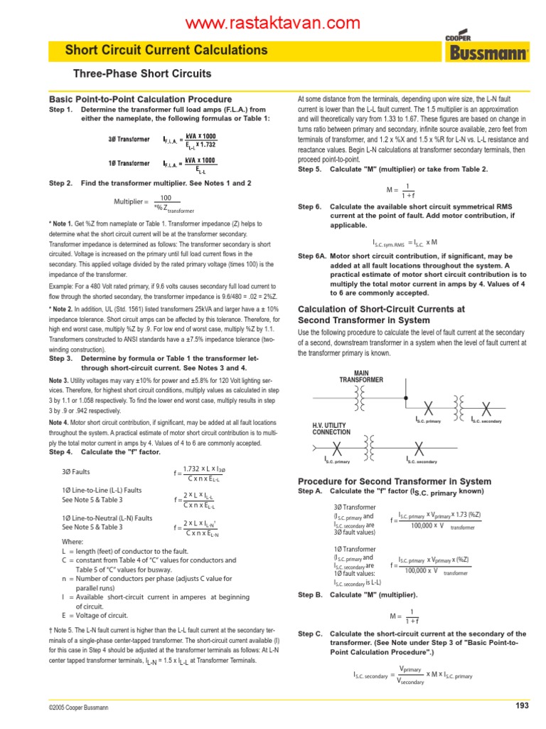 Short Circuit Current Calculations | PDF | Transformer | Fuse (Electrical)