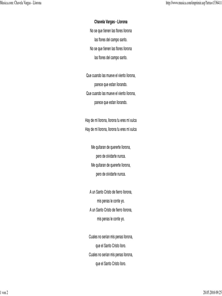 Chavela Vargas La Llorona Lyrics – NIPOM
