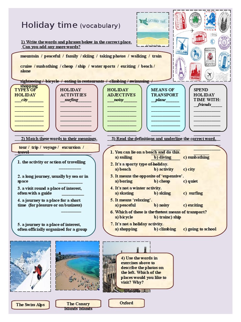 b1 - Holidays (Travel) WORKSHEET | PDF | Leisure