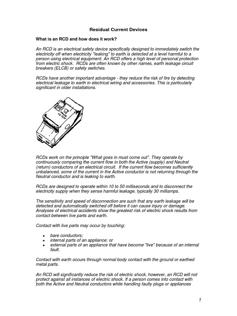 Residual Current Devices | PDF | Ac Power Plugs And Sockets | Wire
