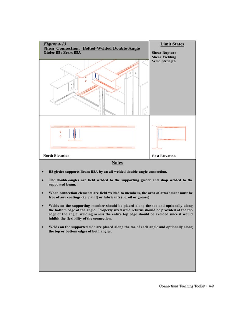 Figure 4-13 Shear Connection: Bolted-Welded Double-Angle | PDF