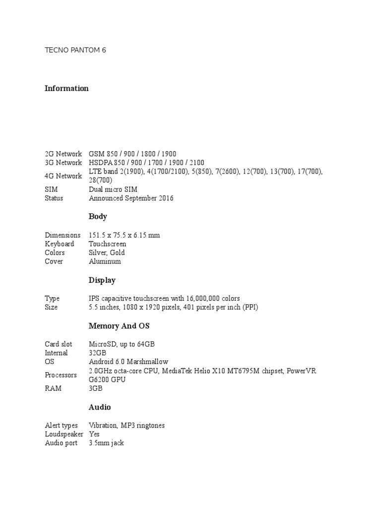 Tecno Pantom 6 | PDF