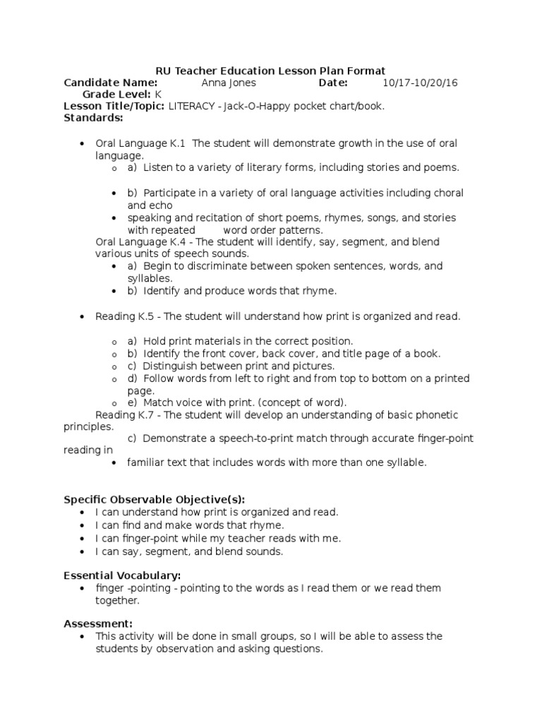 Jack-O-Happy Literacy Lesson | PDF | Speech | Literacy