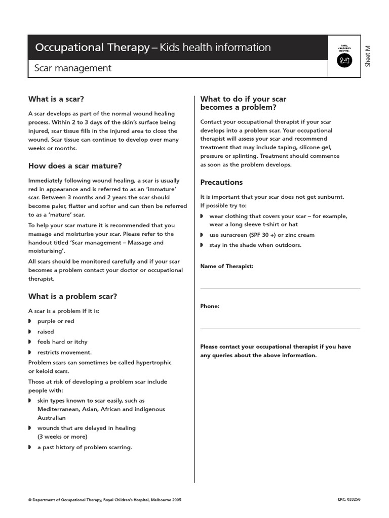 Occupational Therapy - Kids Health Information: Scar Management | PDF ...