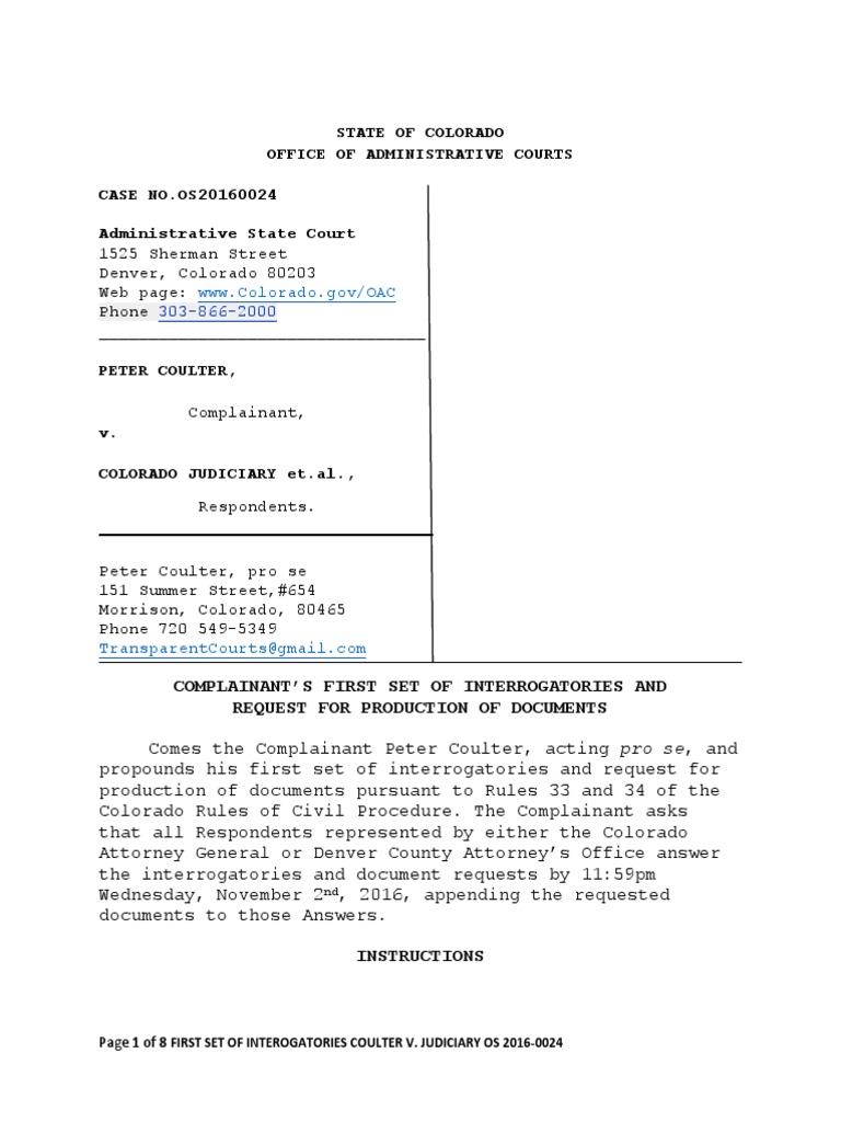 State of Colorado Office of Administrative Courts CASE NO - OS20160024 ...