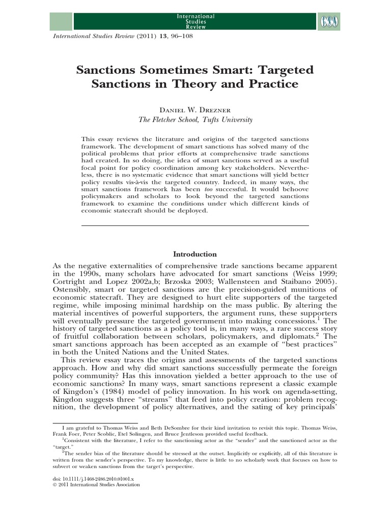 Sanctions Sometimes Smart: Targeted Sanctions in Theory and Practice ...