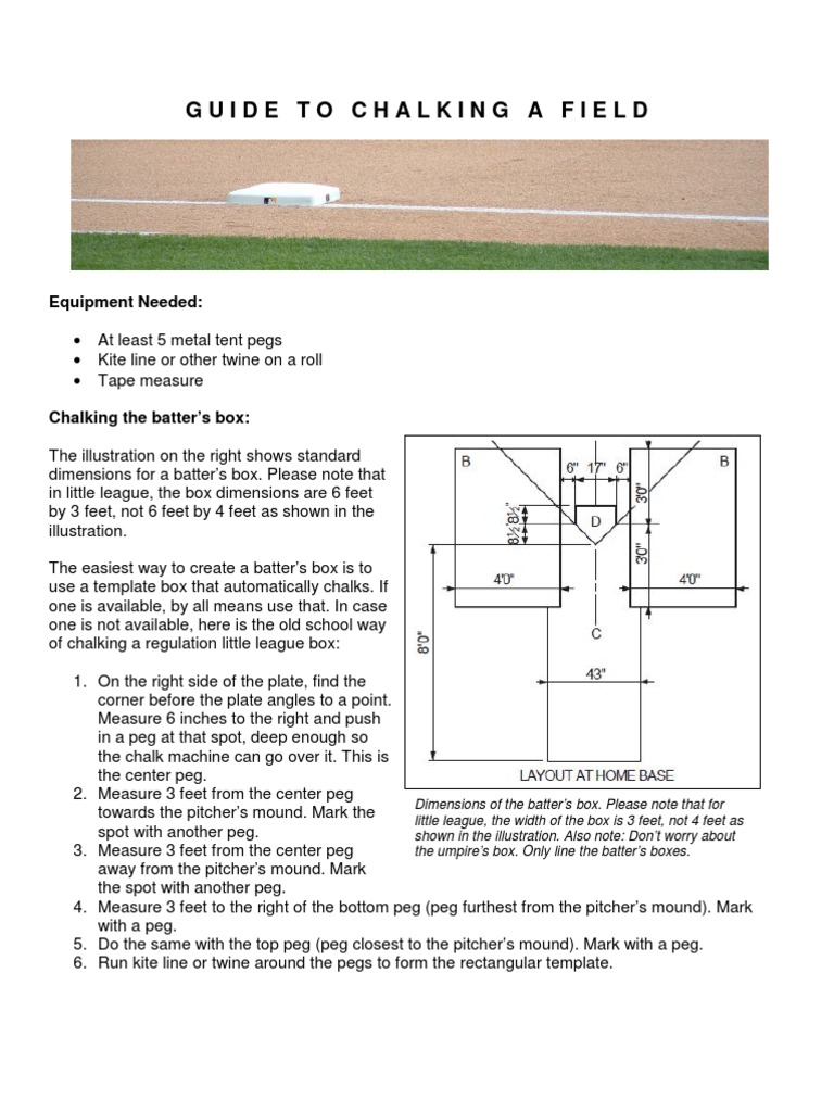 Guide To Chalking A Baseball Field | PDF | Baseball Field | Hobbies