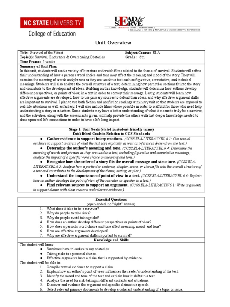 Survivalunitfinal Slenker | PDF | Educational Assessment | Narration