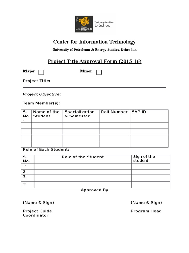 Title Approval Form | PDF
