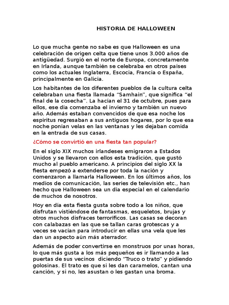 Historia de Halloween | PDF | Observancias de octubre | Víspera de ...