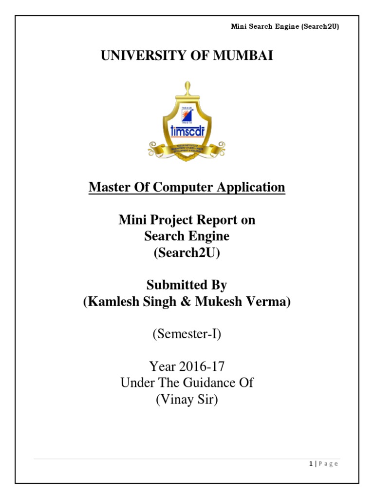 MCA Mini Project: Search2U | PDF | Feasibility Study | Web Search Engine