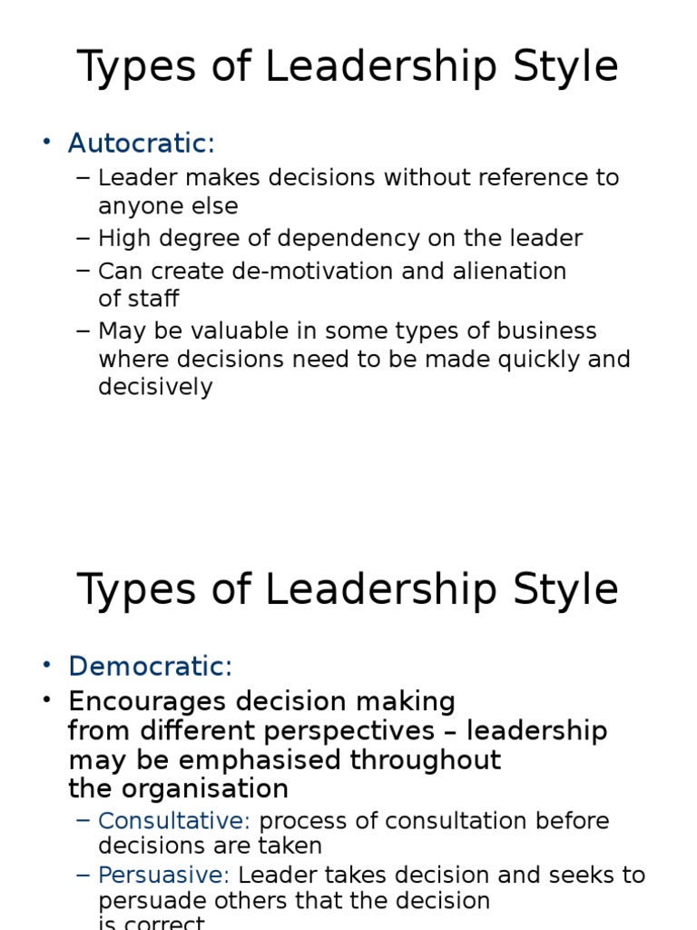 Types of Leadership Style | PDF