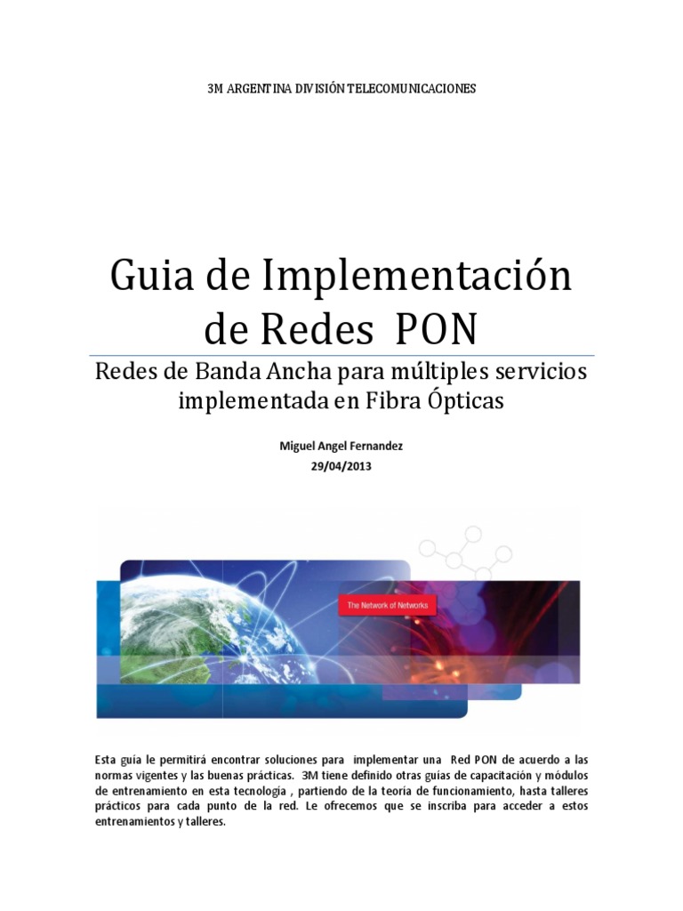 Guia Implem Redes Pon COMUNITEL | PDF | Fibra óptica | Televisión por cable