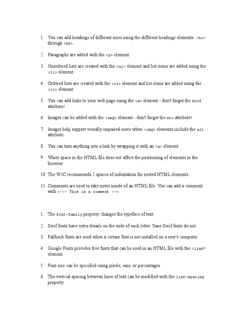 HTML & CSS Fundamentals Guide | PDF | Html Element | Typography