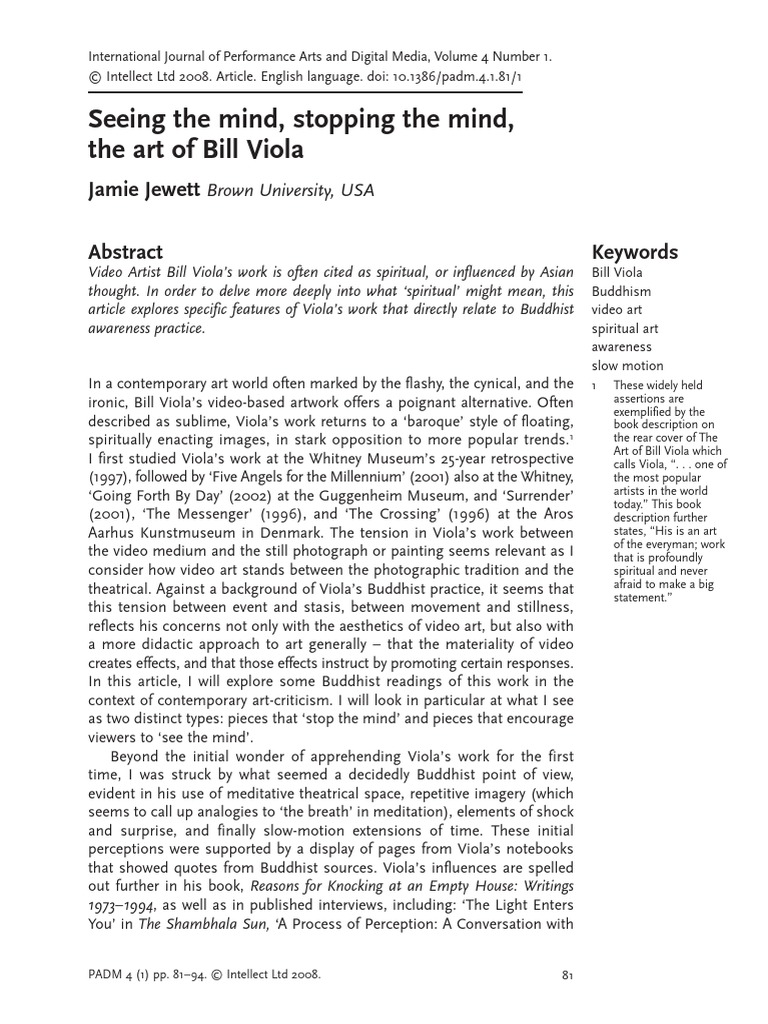 Bill Viola | PDF | Meditation | Mind