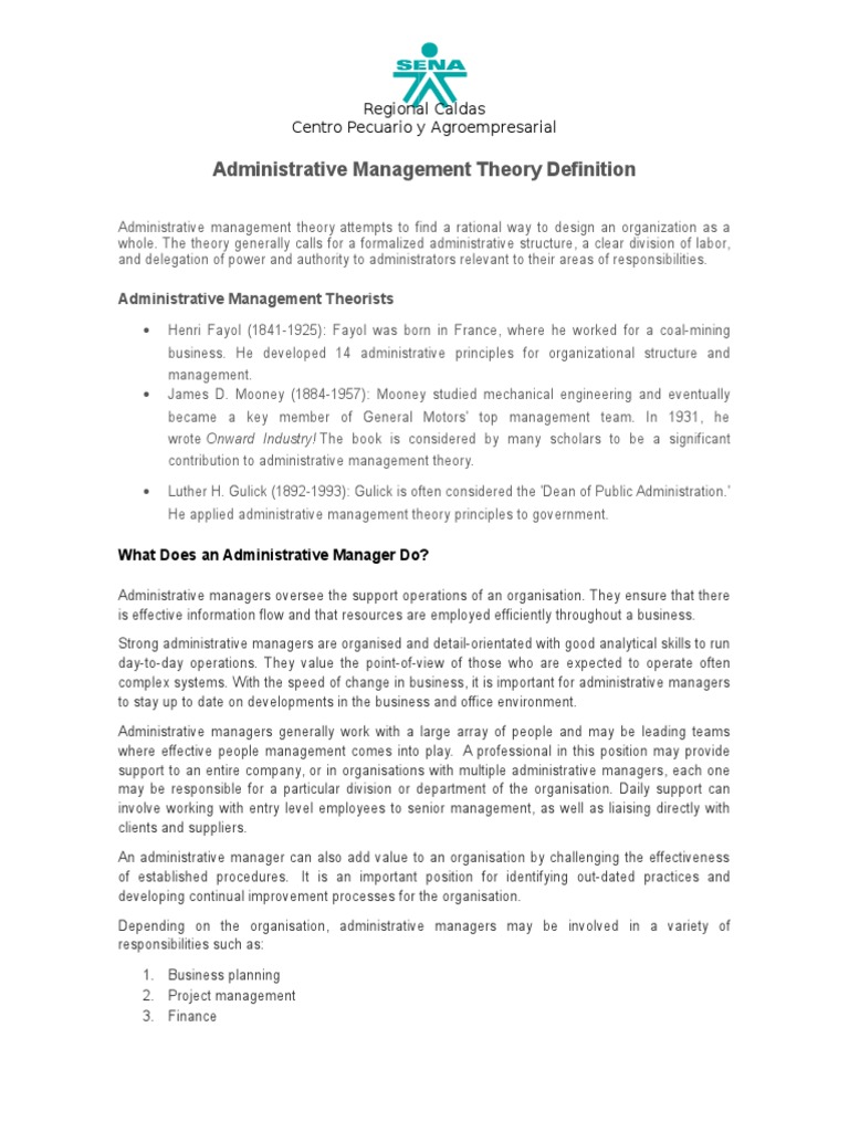 Administrative Management Theory Definition | PDF | Accountability ...