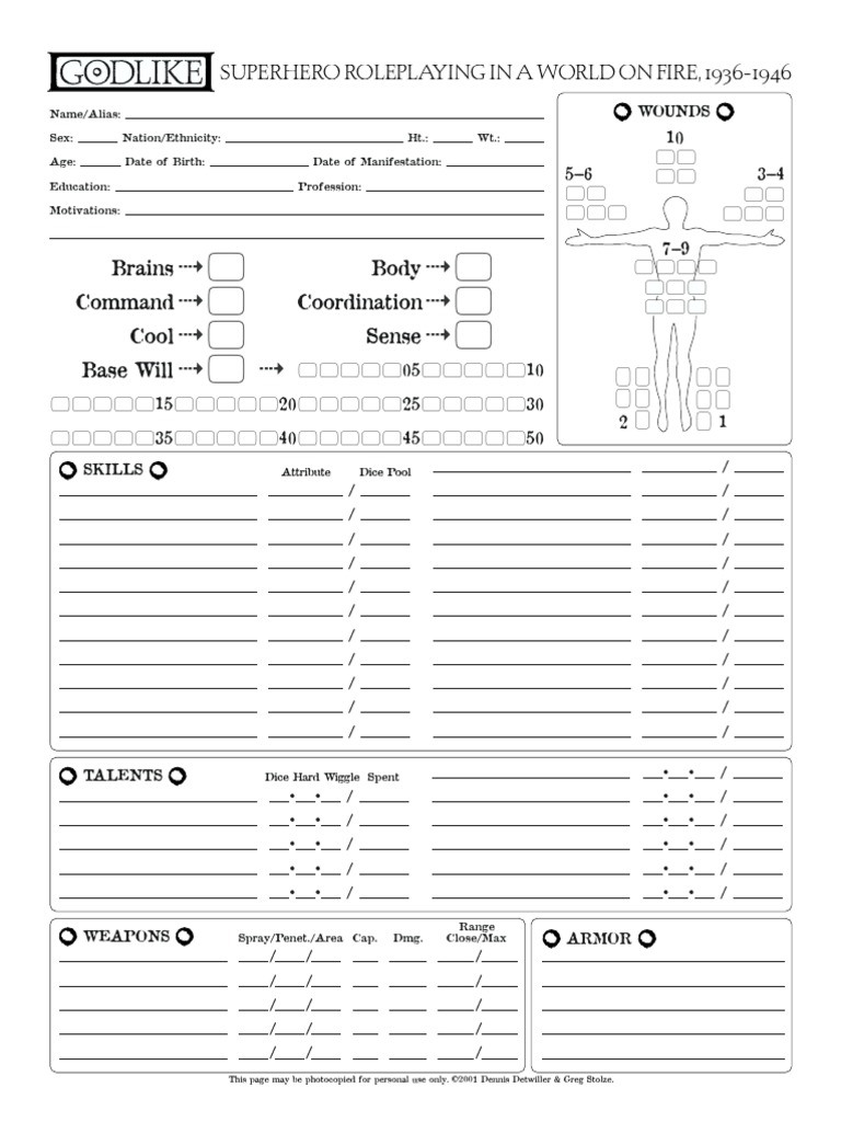 Godlike Character Sheet Form Fill | PDF | History