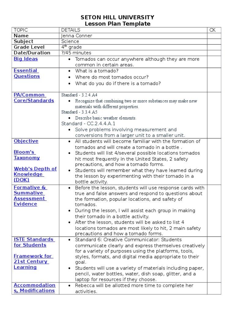 Tornado Revised Lesson Plan | PDF | Tornadoes | Weather