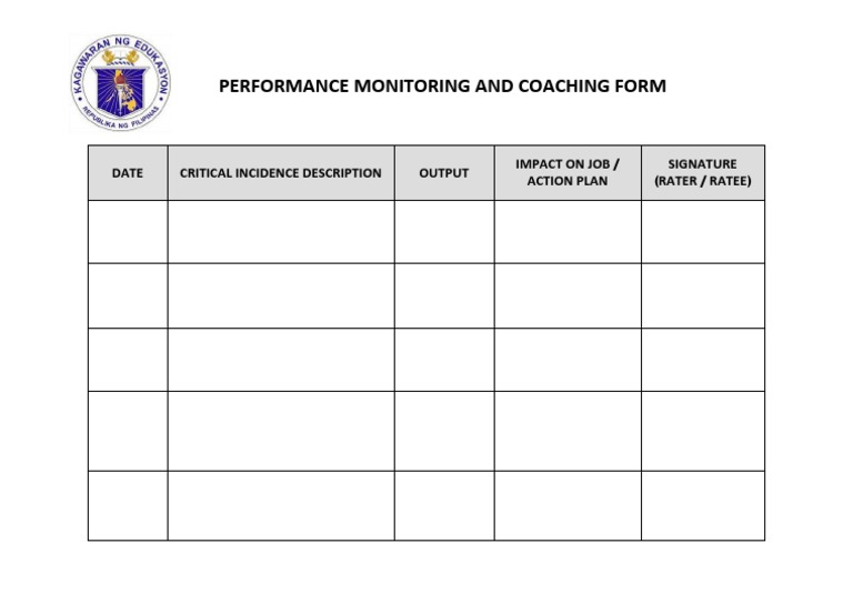 Performance Monitoring and Coaching Form PDF | PDF