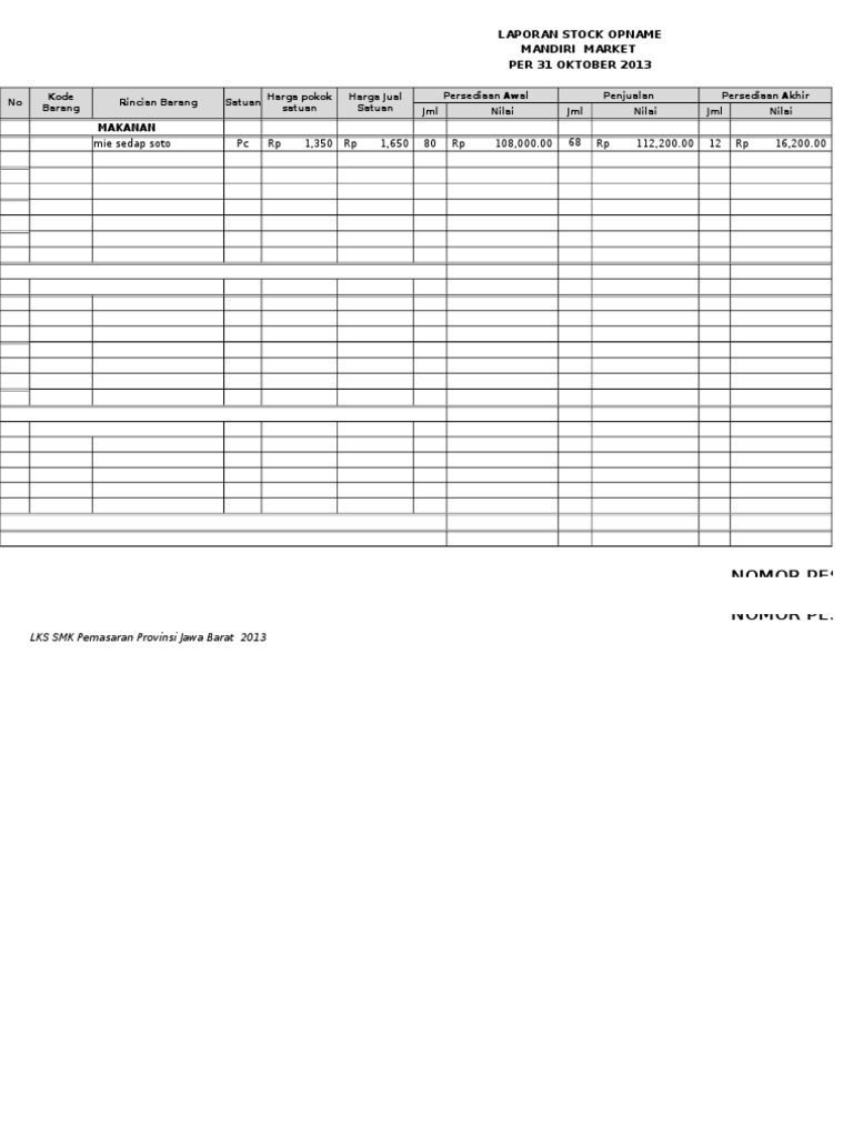 Format Stock Opname | PDF