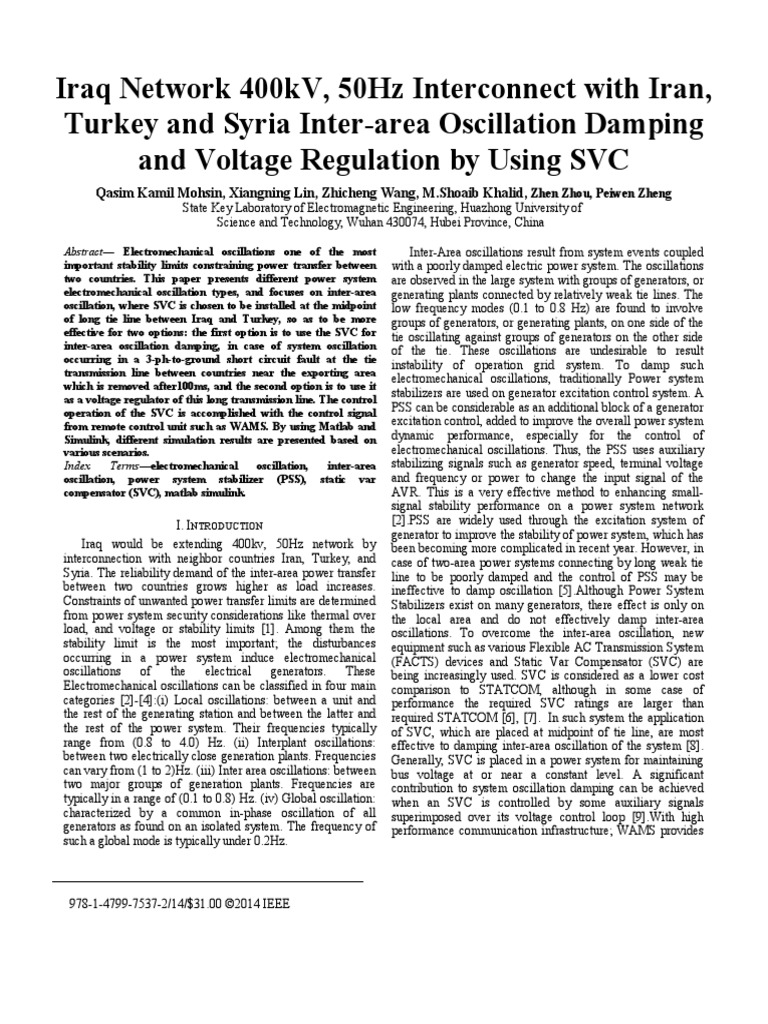 Iraq Network 400kV, 50Hz Interconnect With Iran, Turkey and Syria Inter ...