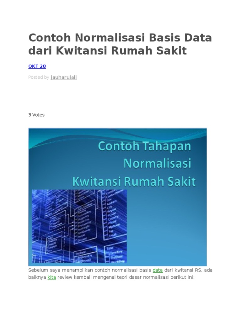 Contoh Normalisasi Basis Data Dari Kwitansi Rumah | PDF