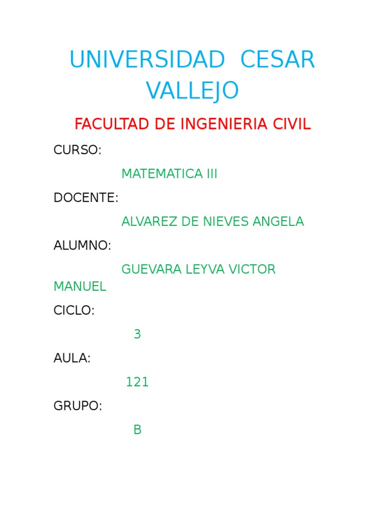 Carátula UCV para Matemática III | PDF