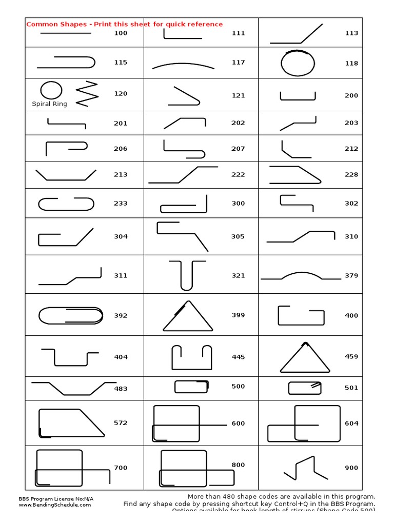 Spiral Ring: Common Shapes - Print This Sheet For Quick Reference | PDF