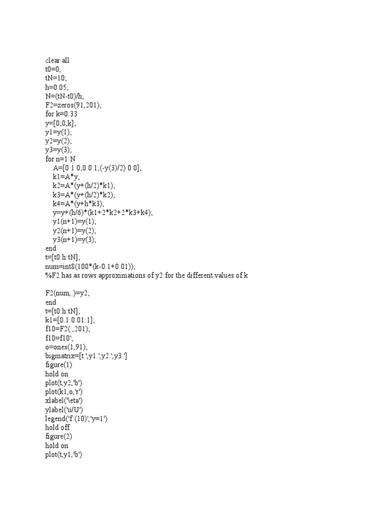 Blasius Solution by Runge Kutta Method | PDF