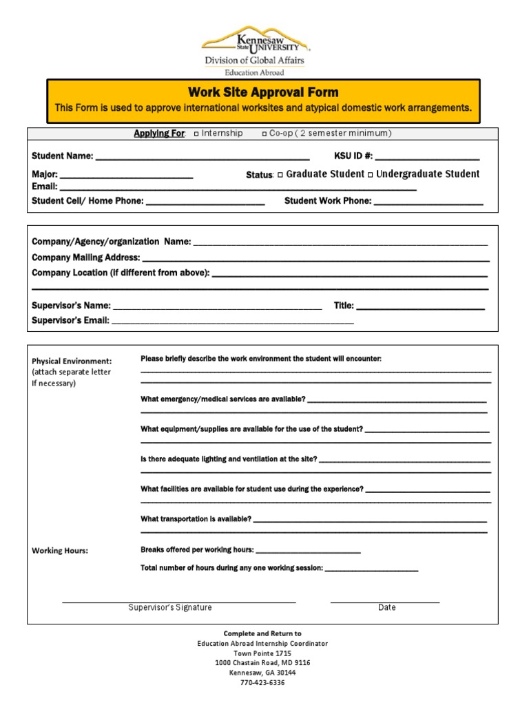 Work Site Approval Form 2016 | PDF