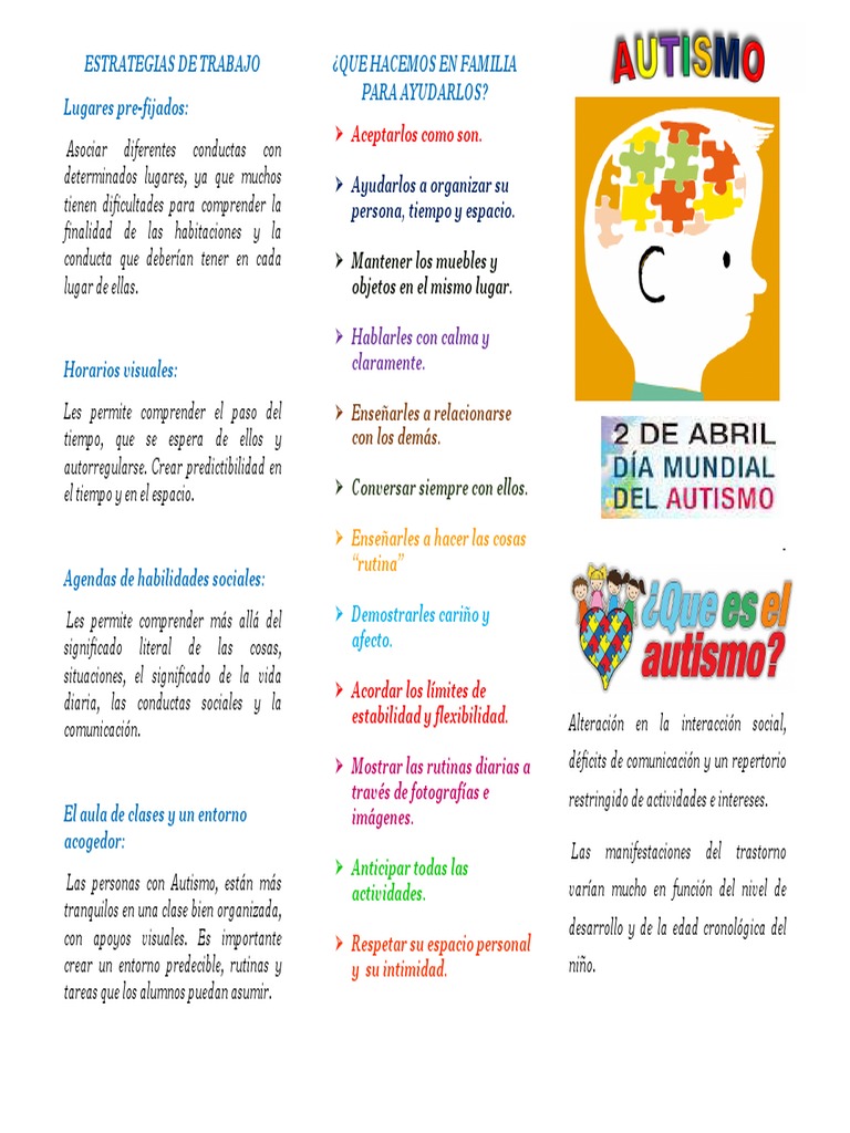 TRIPTICO autismo | Autismo | Ciencias del comportamiento