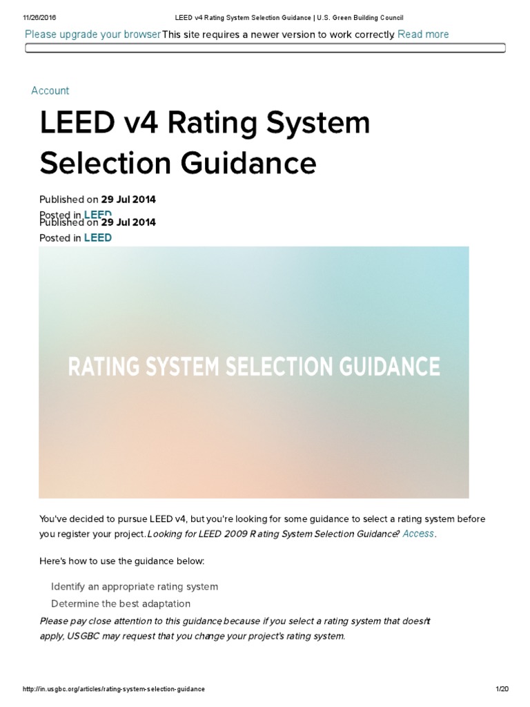 LEED v4 Rating System Selection Guidance - U.S PDF | PDF