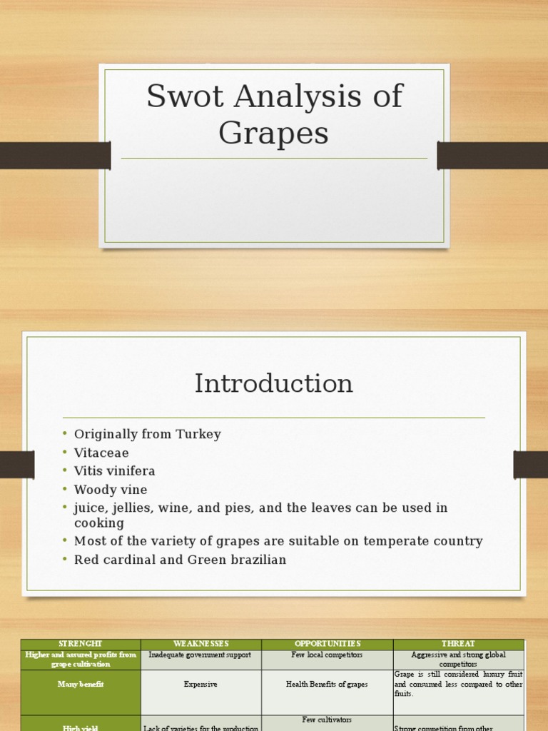 Grape SWOT Analysis: Threats & Opportunities | PDF | Vineyard | Grape