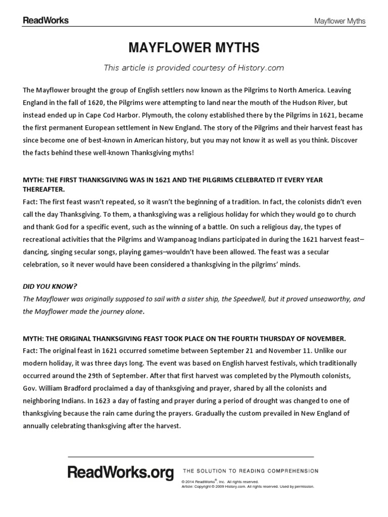 1130 Mayflower Myths 0 | PDF | Thanksgiving | Pilgrim Fathers