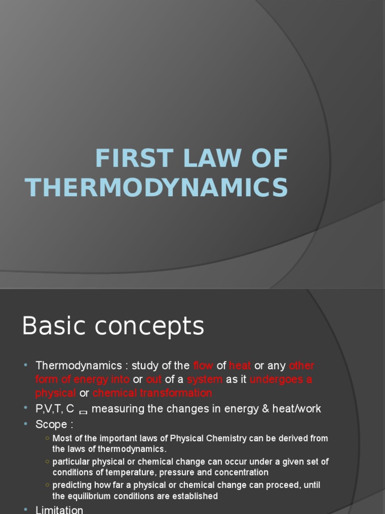 First Law of Thermodynamics | PDF | Thermodynamics | Thermodynamic ...