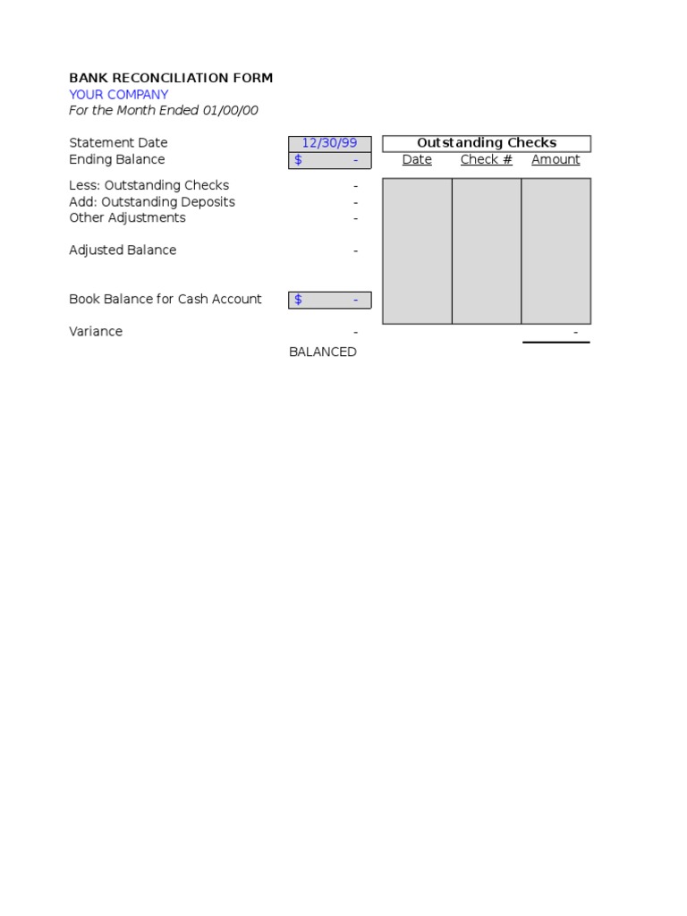 Bank Reconciliation Template | PDF