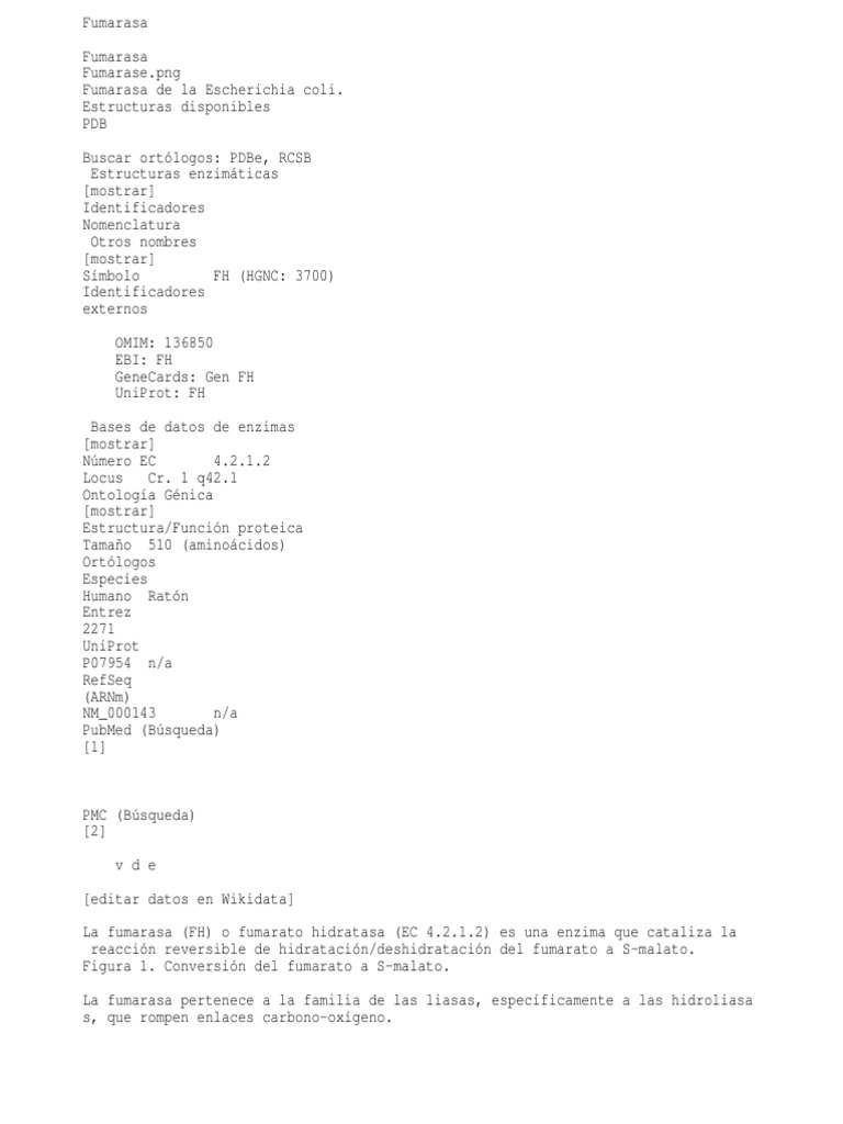 Fumarasa | PDF | Bioquímica | Química