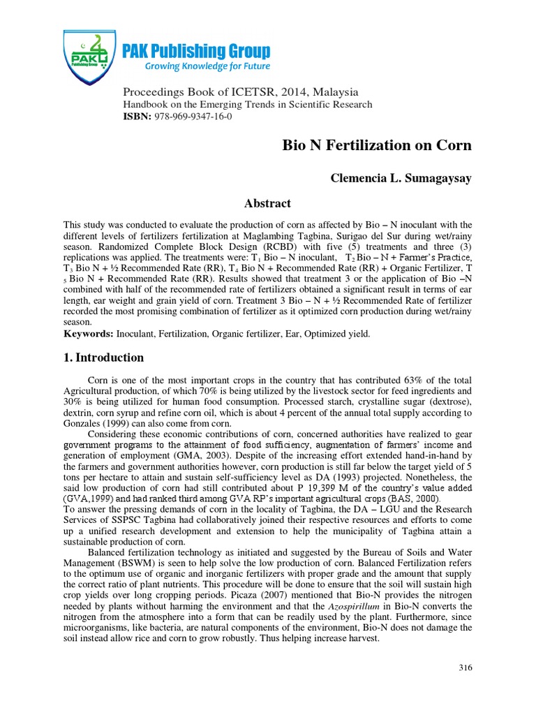 Bio N Fertilization On Corn PDF | PDF | Fertilizer | Agriculture