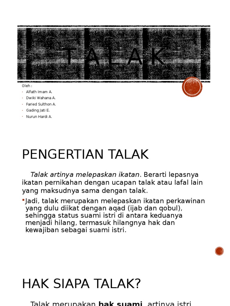 Pengertian dan Hukum Talak dalam Islam | PDF