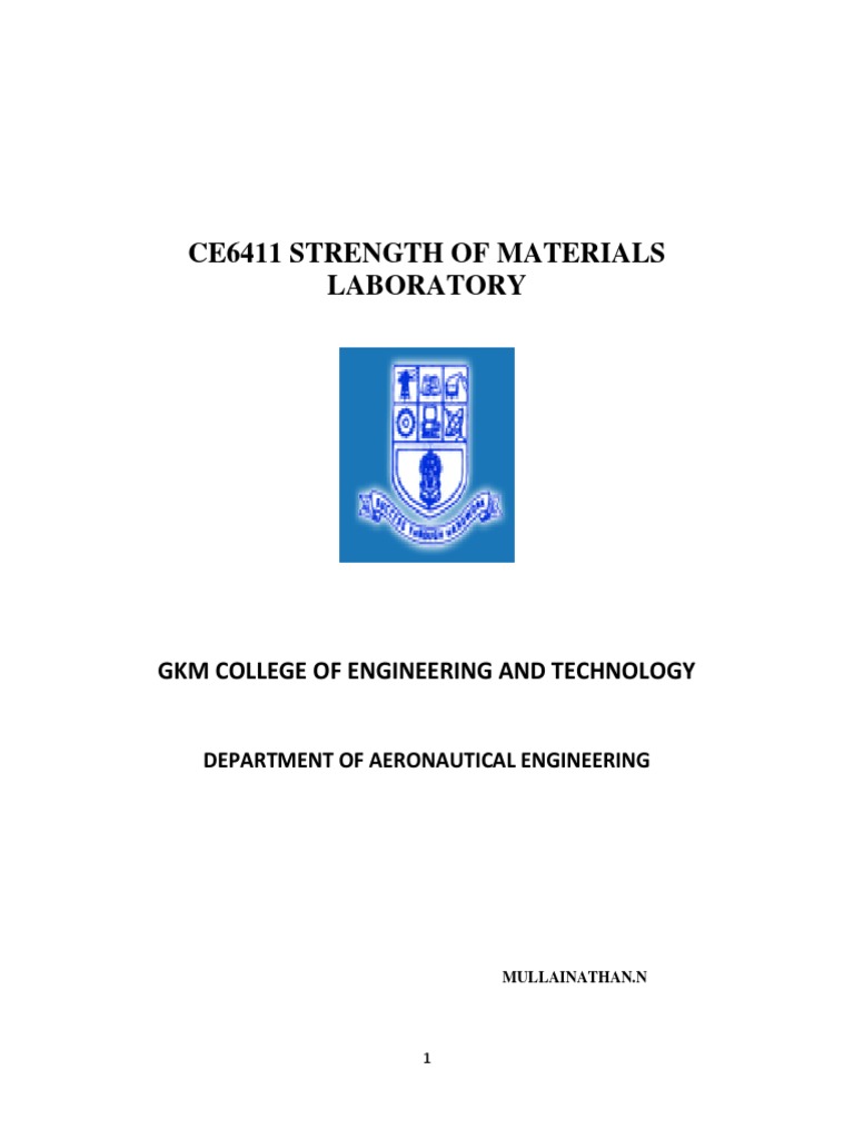 Strength of Materials Lab Manual | PDF | Hardness | Deformation ...