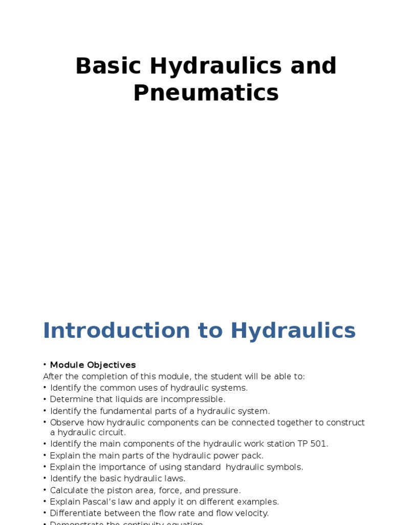 Basic Hydraulics and Pneumatics Module 1 | PDF | Brake | Pump