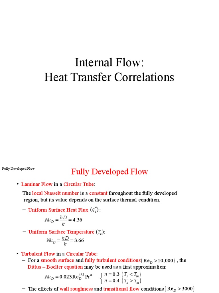 Internal Flow - Heat Transfer Corelations | PDF | Chemical Engineering ...