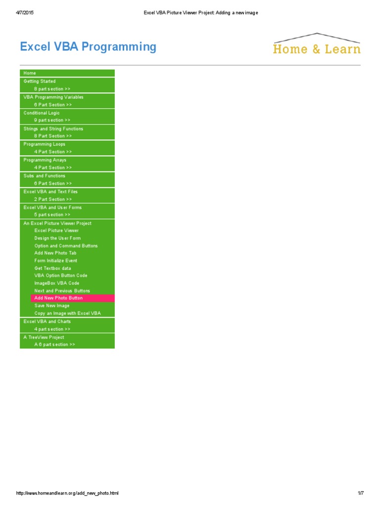 Excel VBA Picture Viewer Project - Adding A New Image | PDF | Microsoft ...