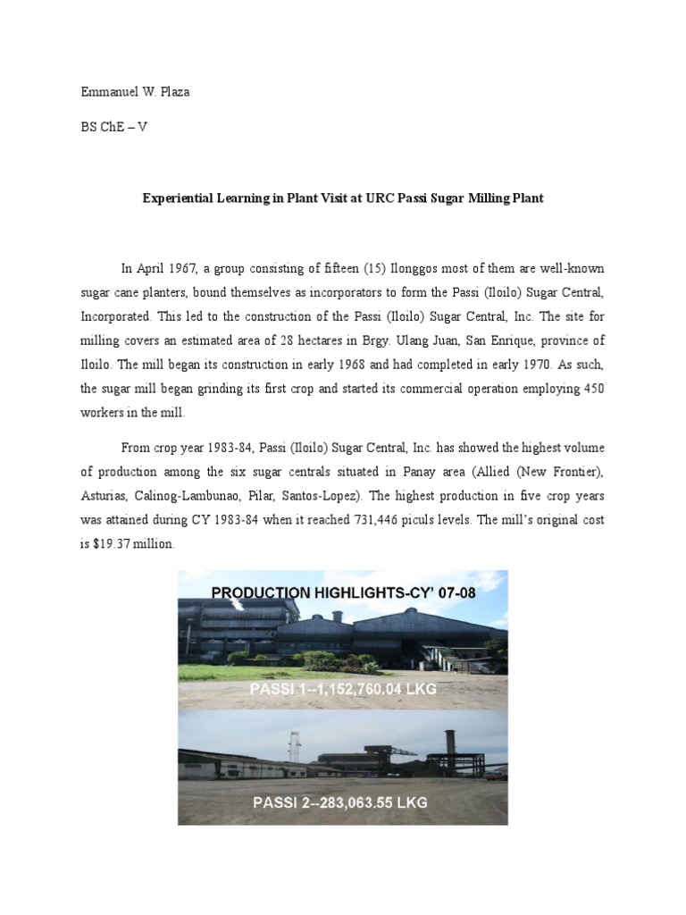 URC Passi Sugar Milling Plant | PDF | Filtration | Sugarcane