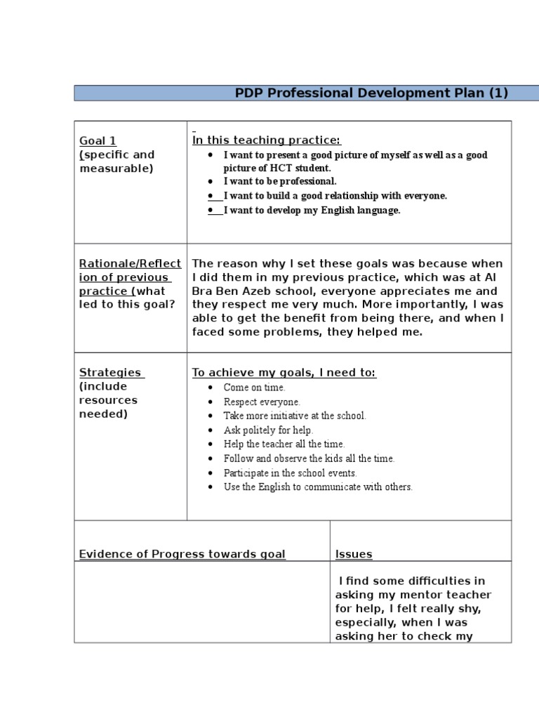 PDP Professional Development Plan 1 | PDF | Education Theory | Pedagogy