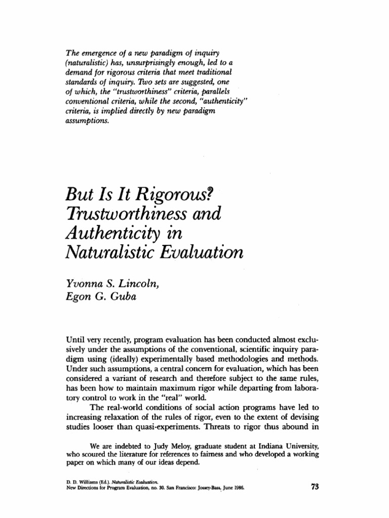 But Is It Rigorous? Trustworthiness and Authenticity in Naturalistic ...