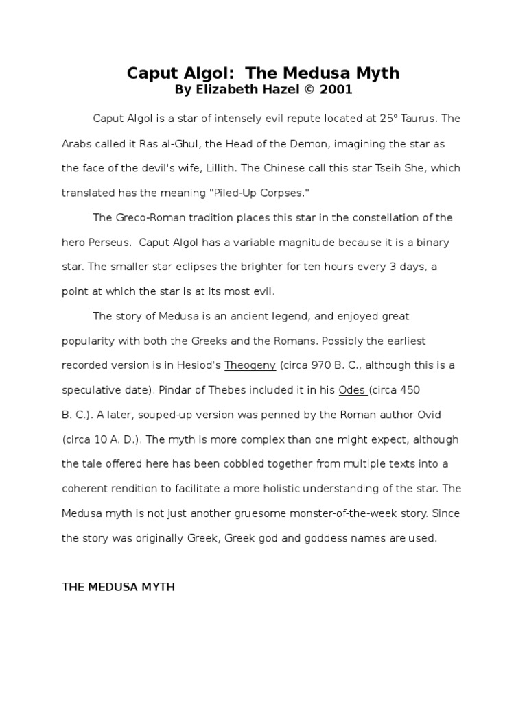 Caput Algol | PDF | Medusa | Greek Mythology