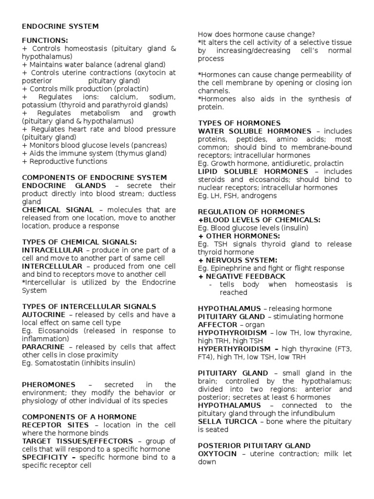 Endocrine System Reviewer Lec | PDF | Endocrine System | Hormone